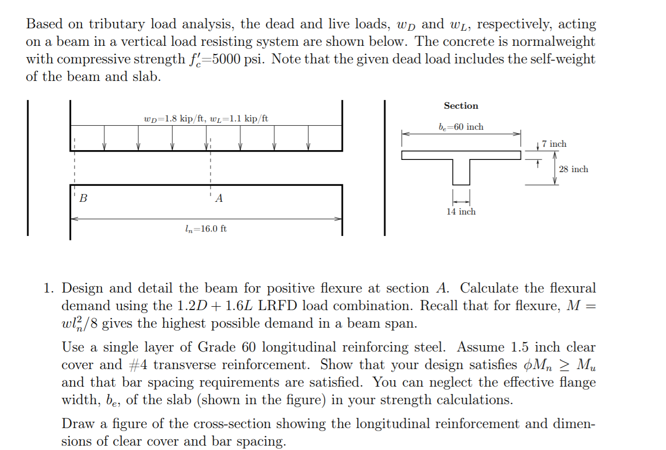 Solved Based on tributary load analysis, the dead and live | Chegg.com