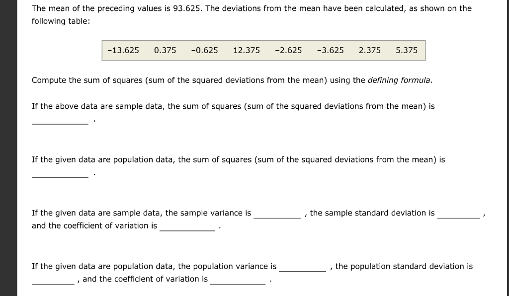 Solved The Mean Of The Preceding Values Is 93 625 The Chegg