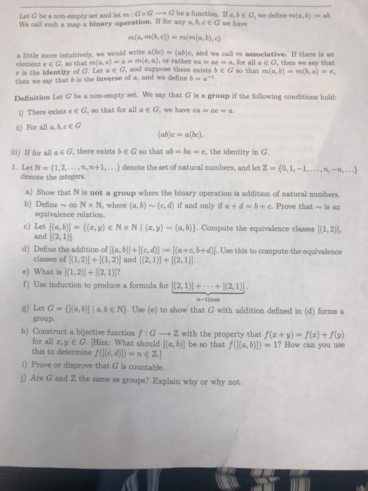 Solved Let G be a non-empty set and let m : G×G→Gbe a | Chegg.com