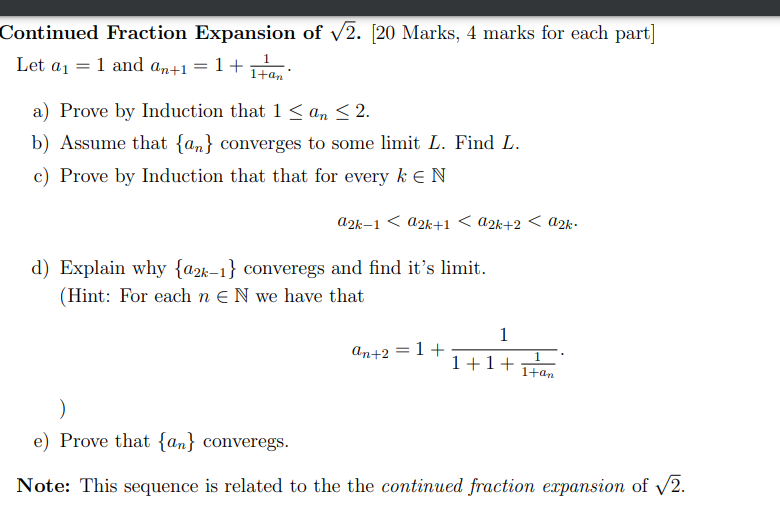 Solved Continued Fraction Expansion of 22. [20 ﻿Marks, 4 | Chegg.com