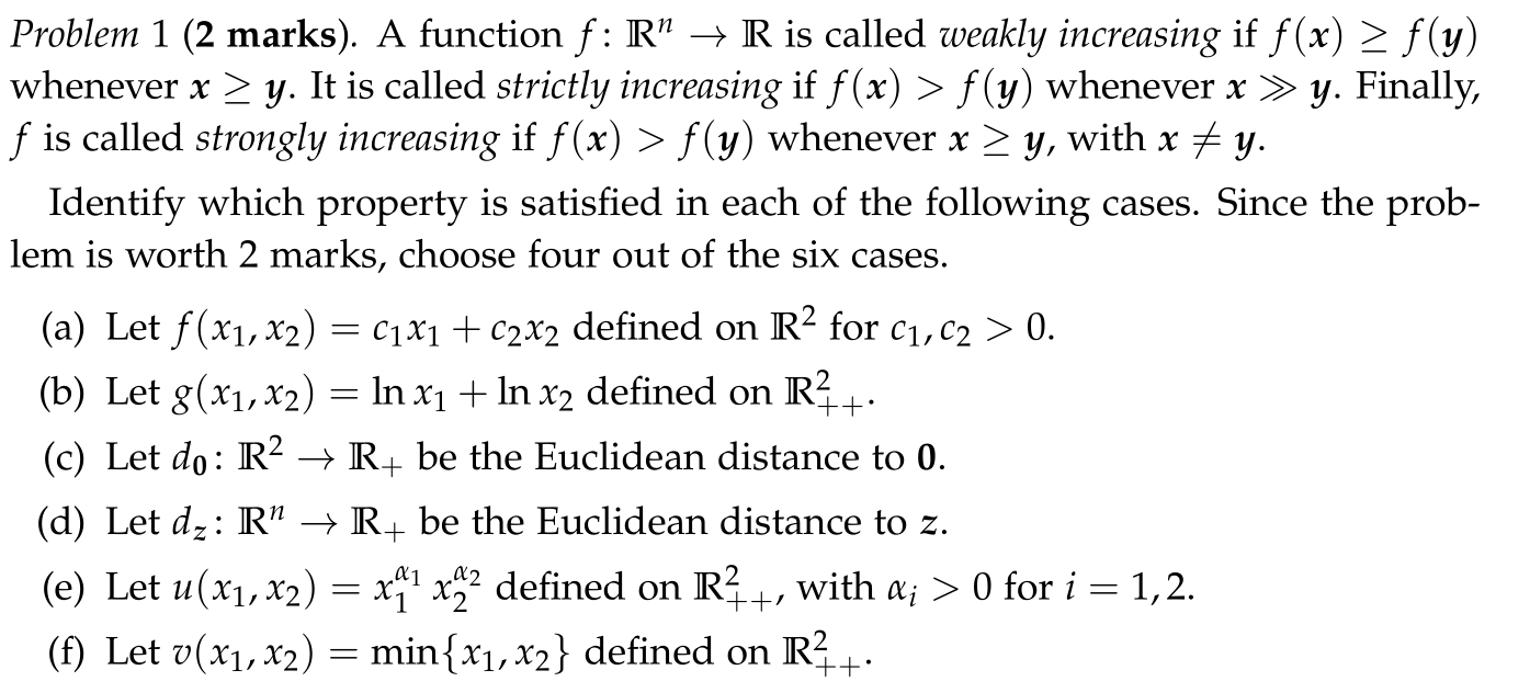 Solved Problem 1 (2 marks). A function f:R" → R is called | Chegg.com