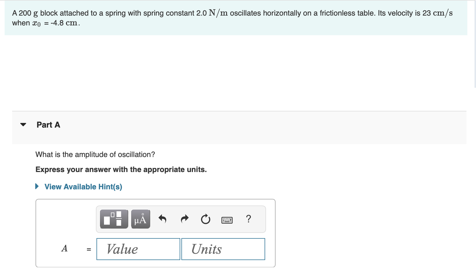 Solved A 200 g block attached to a spring with spring | Chegg.com