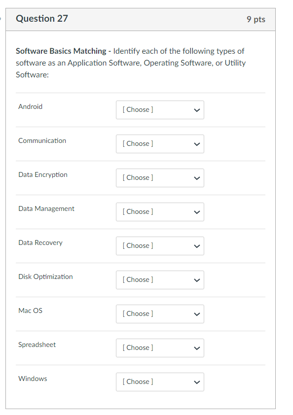 Solved Software Basics Matching - Identify each of the | Chegg.com
