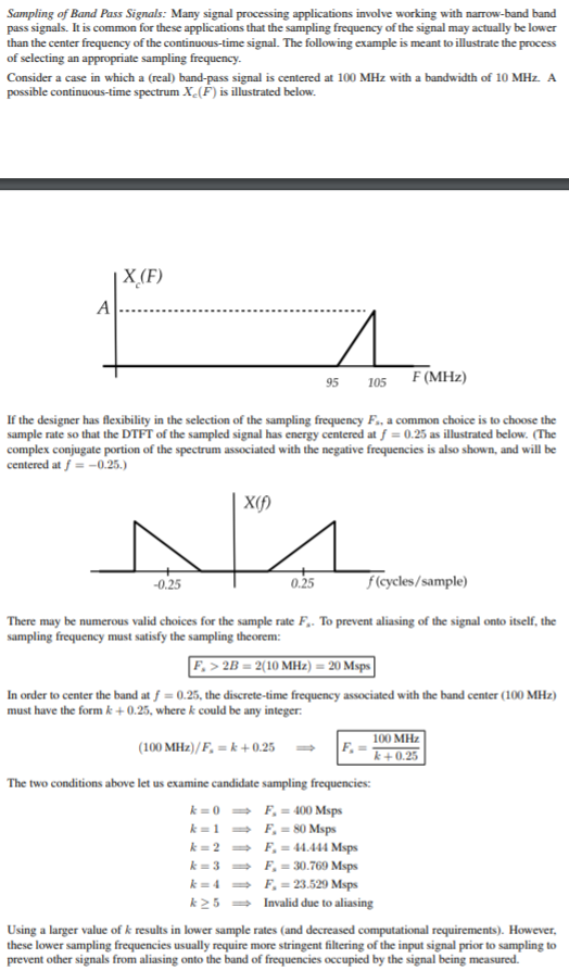 Solved Sampling of Band Pass Signals: Many signal processing | Chegg.com