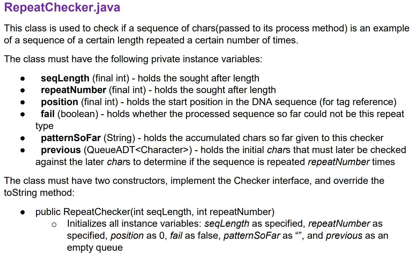 Solved - RepeatChecker.java This class is used to check if a | Chegg.com