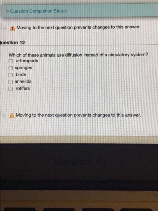 Solved Which of these animals use diffusion instead of a | Chegg.com