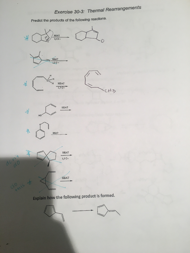 Solved Exercise 30-3: Thermal Rearrangements Predict the | Chegg.com