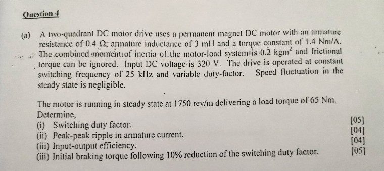 Question + (a) A two-quadrant DC motor drive uses a | Chegg.com