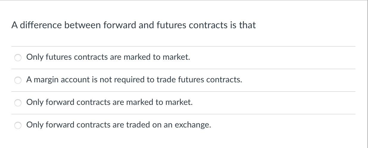 Solved A difference between forward and futures contracts is | Chegg.com