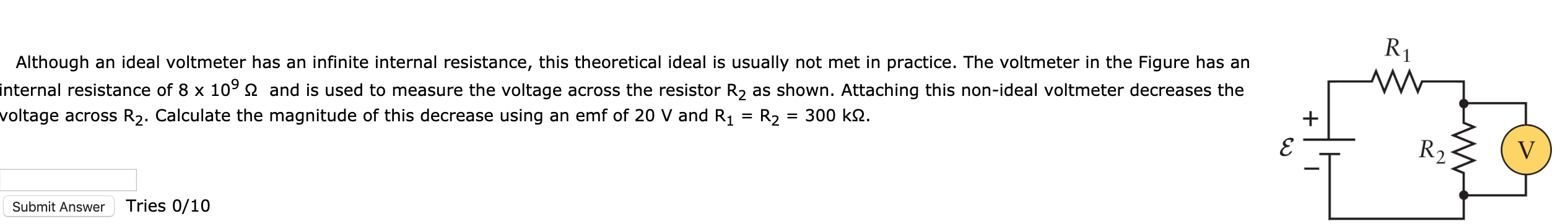 Solved Although an ideal voltmeter has an infinite internal | Chegg.com