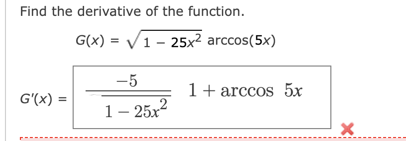 Solved Find the derivative of the function. G(x) = V 1 - | Chegg.com