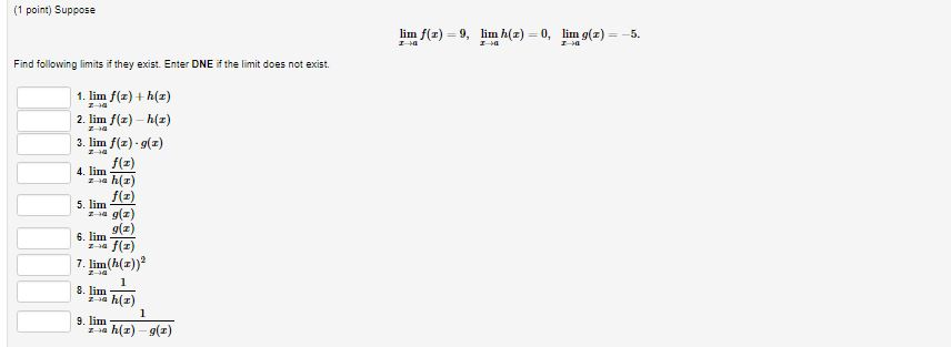 Solved Find Following Limits If They Exist Enter Dne If The