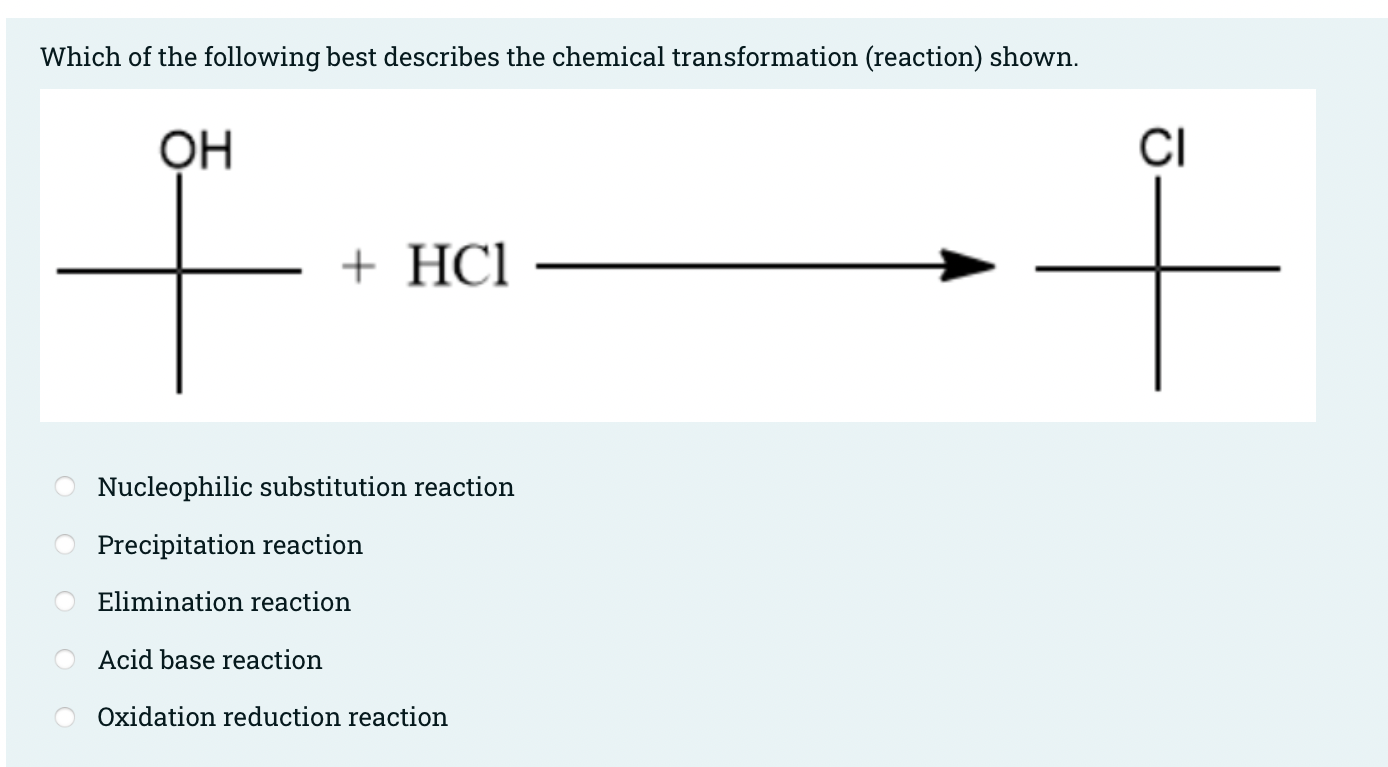 Solved Which of the following best describes the chemical | Chegg.com