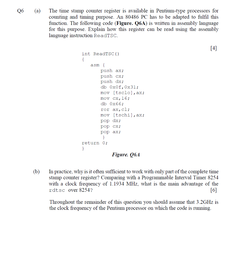 Q6 (a) The time stamp counter register is available | Chegg.com