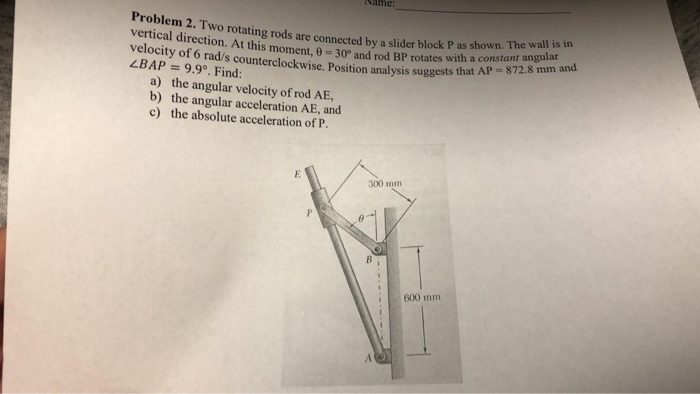Solved Name: Problem 2. Two rotating rods are connected by | Chegg.com