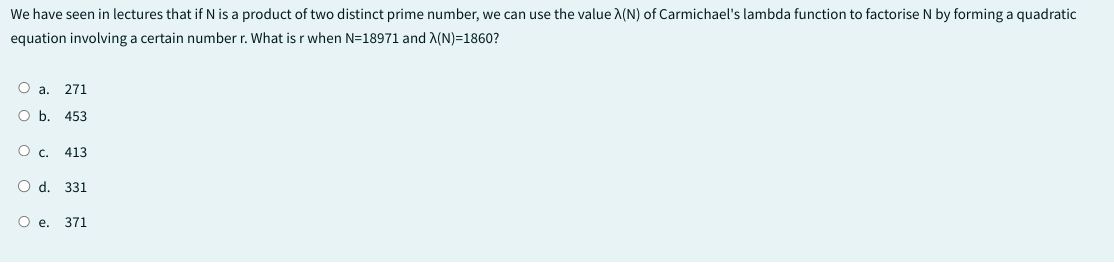 We have seen in lectures that if N ﻿is a product of | Chegg.com