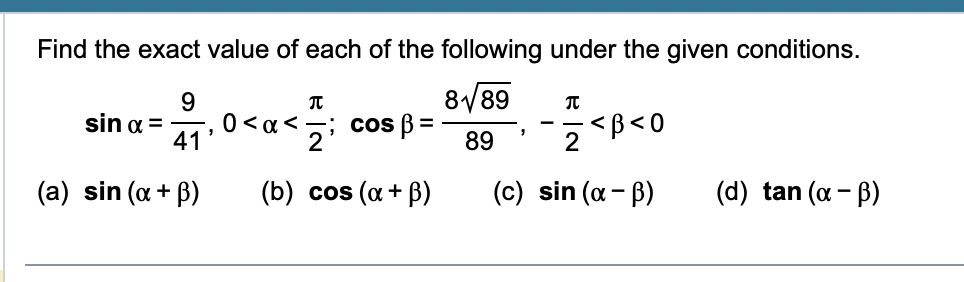 Solved Find the exact value of each of the following under | Chegg.com