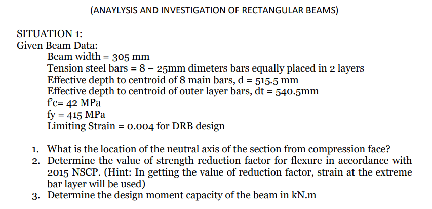 Solved (ANAYLYSIS AND INVESTIGATION OF RECTANGULAR BEAMS) | Chegg.com