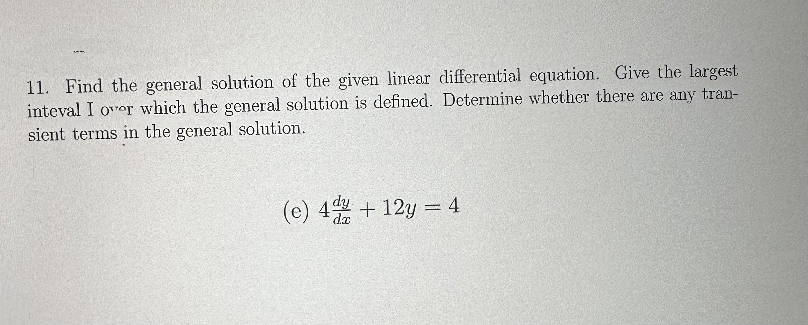 Solved 11. Find the general solution of the given linear | Chegg.com