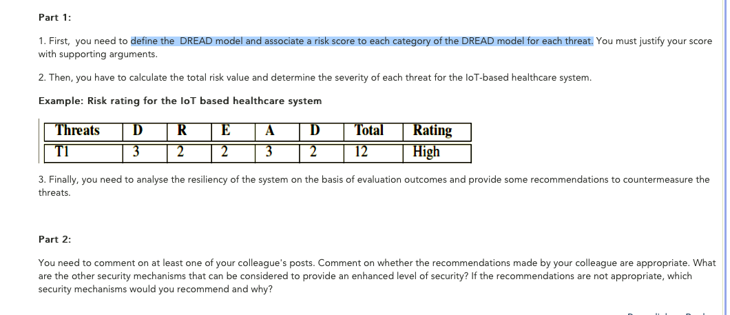 you have to evaluate the risk of identified threats | Chegg.com
