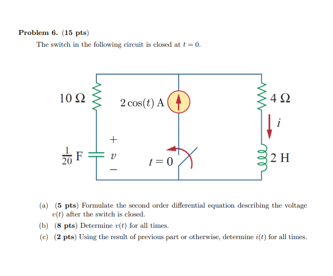 Solved Problem 6 15 Pts The Switch In The Following Chegg