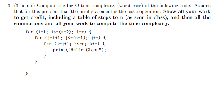 Solved 3 3 Points Compute The Big O Time Complexity 1208