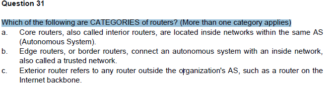 Solved Question 31 Which of the following are CATEGORIES of | Chegg.com