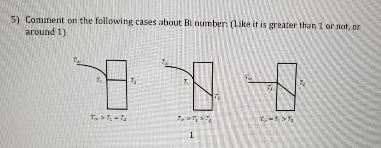 Solved 5) Comment on the following cases about Bi number: | Chegg.com