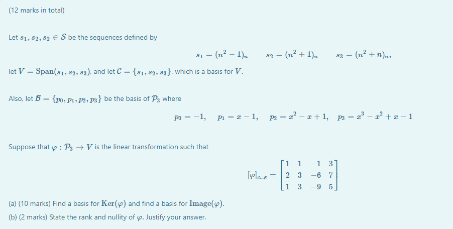 Solved (12 marks in total) Let s1,s2,s2∈S be the sequences | Chegg.com