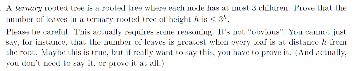 Solved A ternary rooted tree is a rooted tree where each | Chegg.com