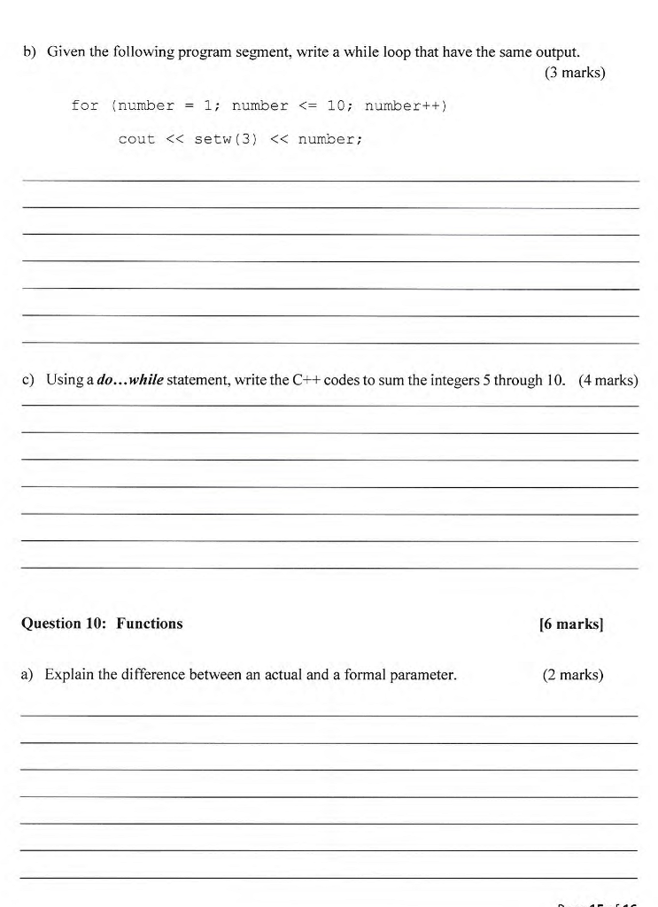 Solved b) Given the following program segment, write a while | Chegg.com