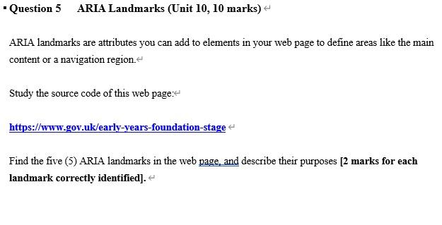 Solved ARIA landmarks are attributes you can add to elements | Chegg.com