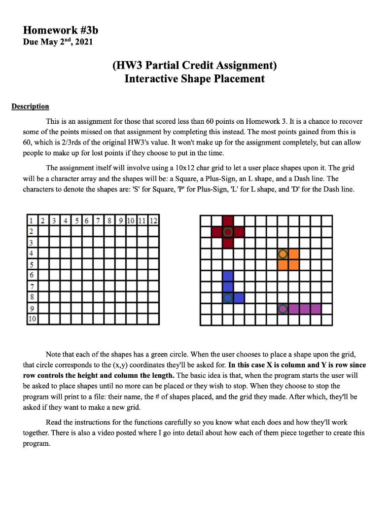 Solved Homework #3b Due May 2nd, 2021 (HW3 Partial Credit | Chegg.com
