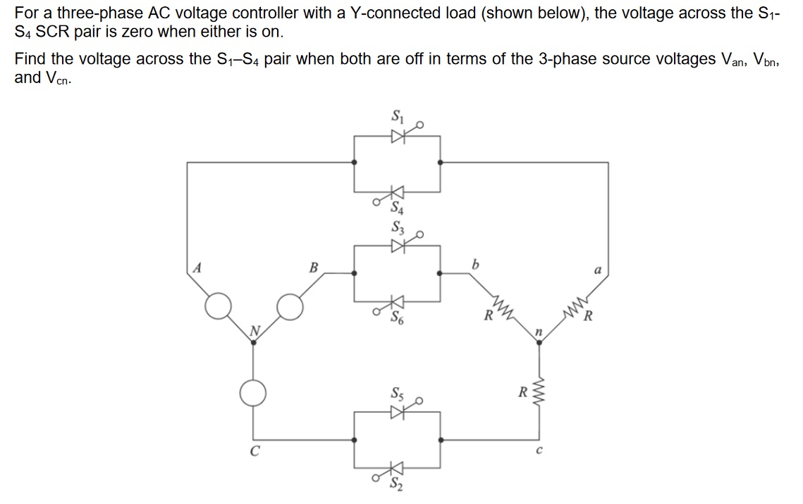 Solved For a three-phase AC voltage controller with a | Chegg.com
