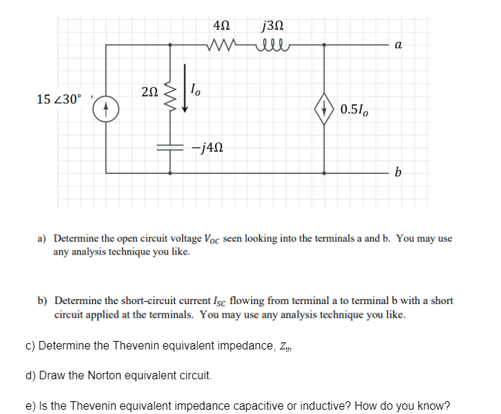 Solved a) Determine the open circuit voltage VOC seen | Chegg.com