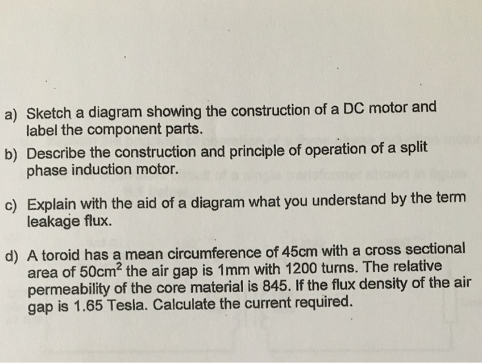 Solved a) Sketch a diagram showing the construction of a DC | Chegg.com