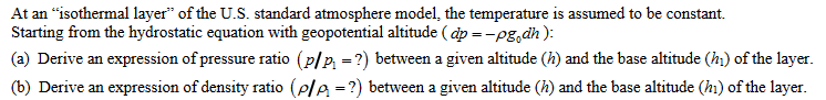 Solved At an "isothermal layer" of the U.S. standard | Chegg.com