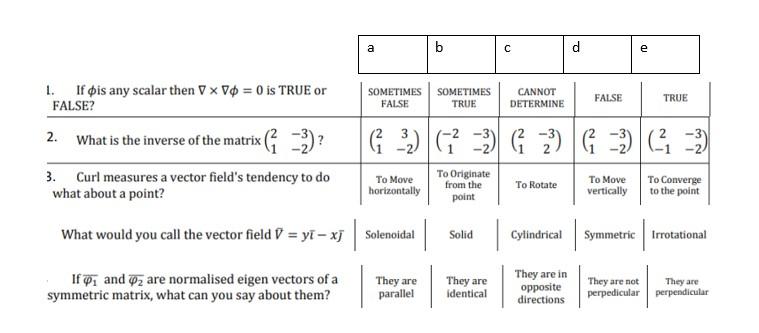 Solved b C d e e SOMETIMES FALSE SOMETIMES TRUE CANNOT | Chegg.com