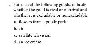 Solved 1. For each of the following goods, indicate whether | Chegg.com