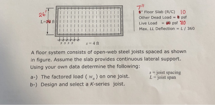 Solved S" Floor Slab (R/C) 10 Other Dead Load-8 psf Live | Chegg.com