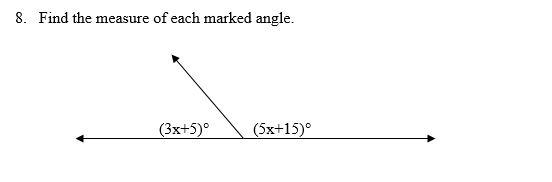 Solved 8. Find the measure of each marked angle. | Chegg.com
