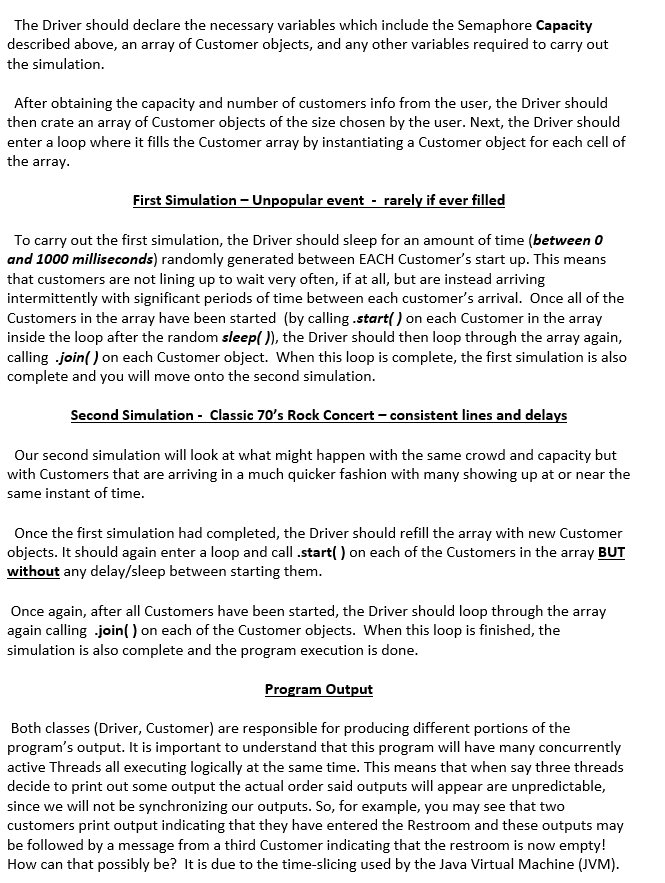 Solved |CSC 460 Program \#1 Concurrency, Threads, | Chegg.com