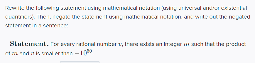 Solved Rewrite the following statement using mathematical | Chegg.com