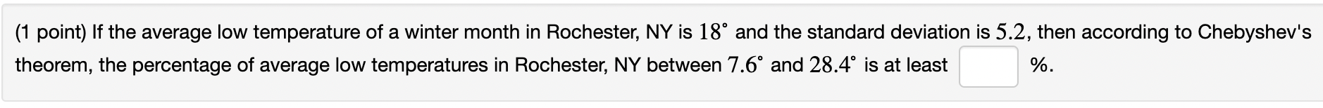 Solved (1 point) If the average low temperature of a winter | Chegg.com