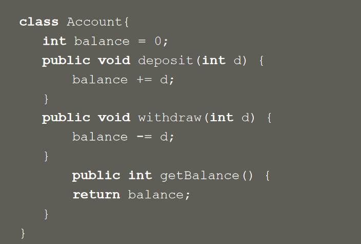 public class Account{i private int balance= 0; public | Chegg.com