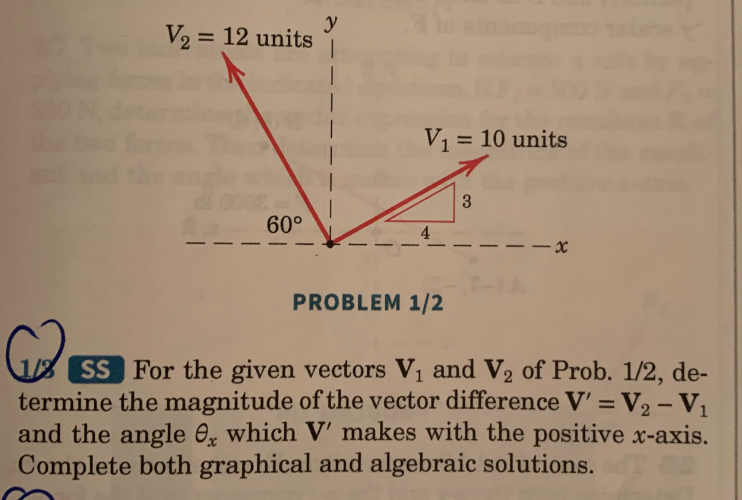 Solved 118 SS For the given vectors V1 and V2 of Prob. 1/2, | Chegg.com