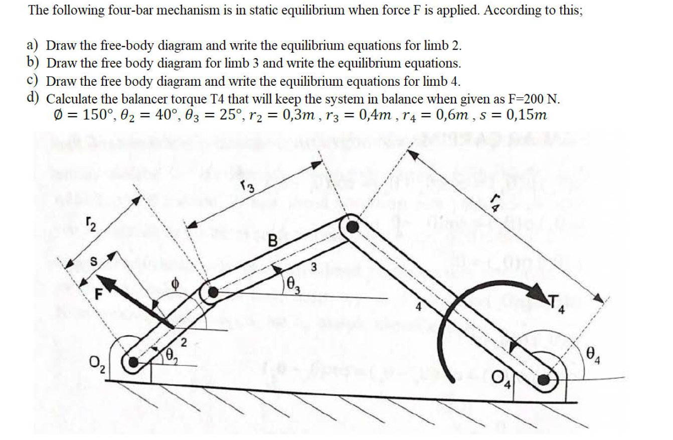 Solved The following four-bar mechanism is in static | Chegg.com