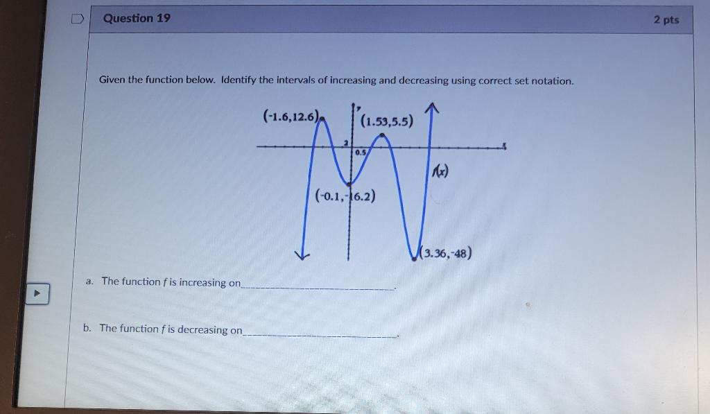 Solved Question 19 2 pts Given the function below. Identify | Chegg.com