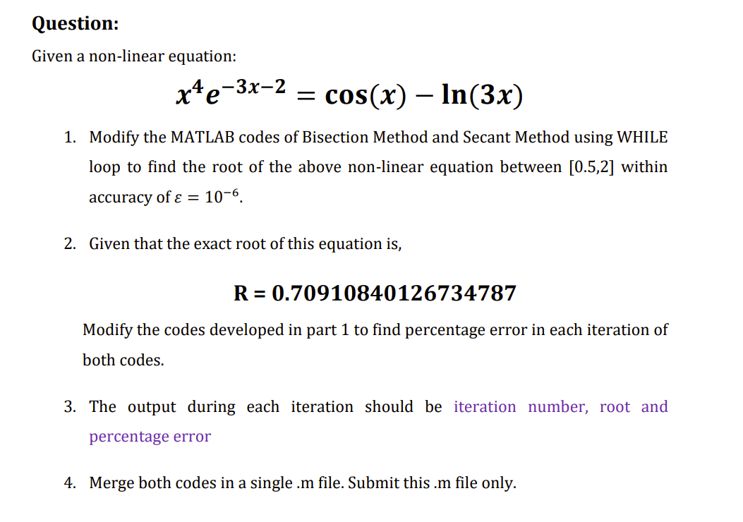 Question: Given a non-linear equation: | Chegg.com