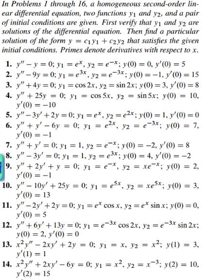 Solved In Problems 1 through 16, a homogeneous second-order | Chegg.com